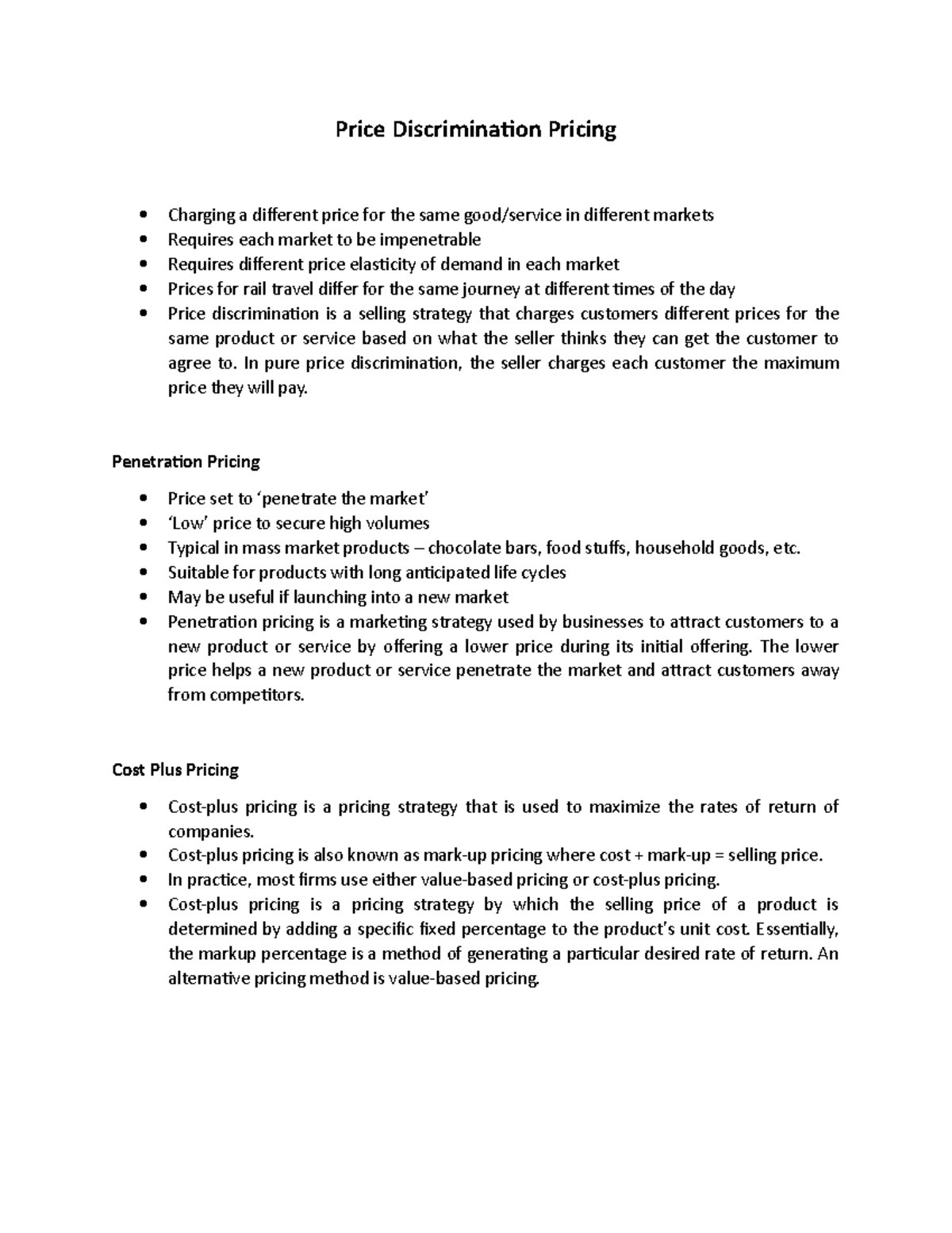 Price Discrimination Pricing - In pure price discrimination, the seller ...