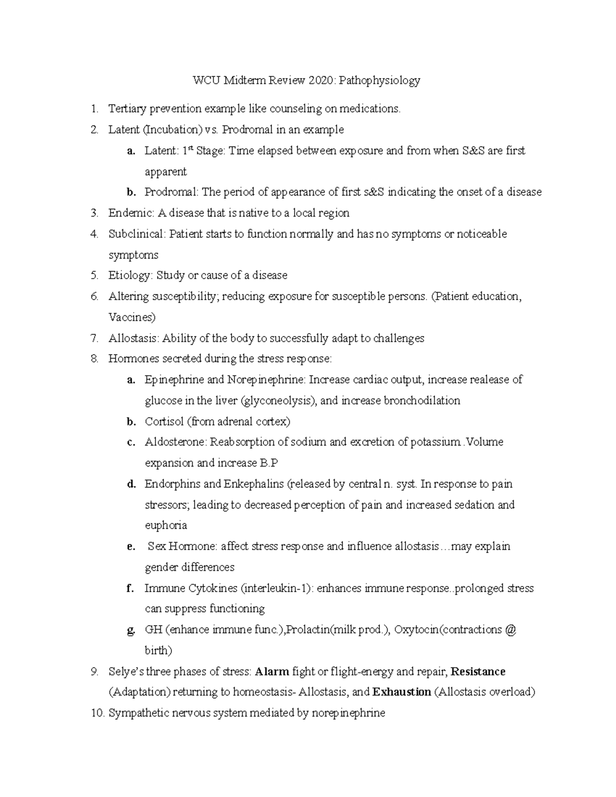 WCU Midterm and Final Review 2020 Bevill - WCU Midterm Review 2020 ...