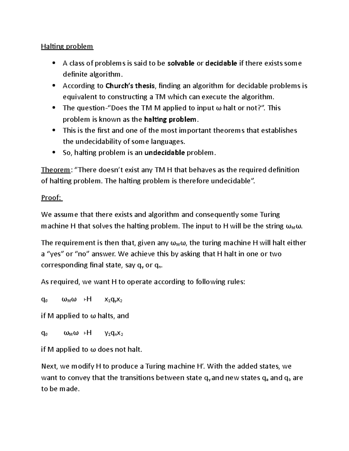 Halting problem - Lecture notes 4 - Halting problem A class of problems ...