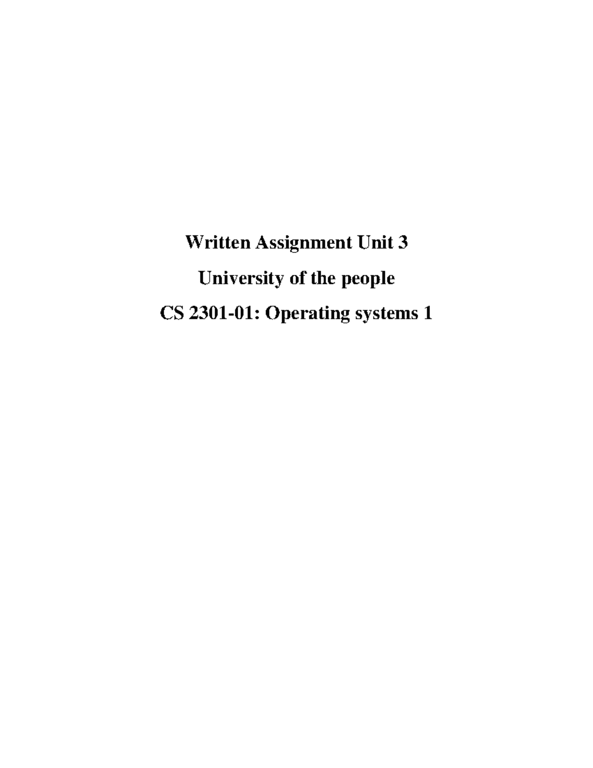 Written Assignment Unit 3 - Therefore, there would be an interval ...