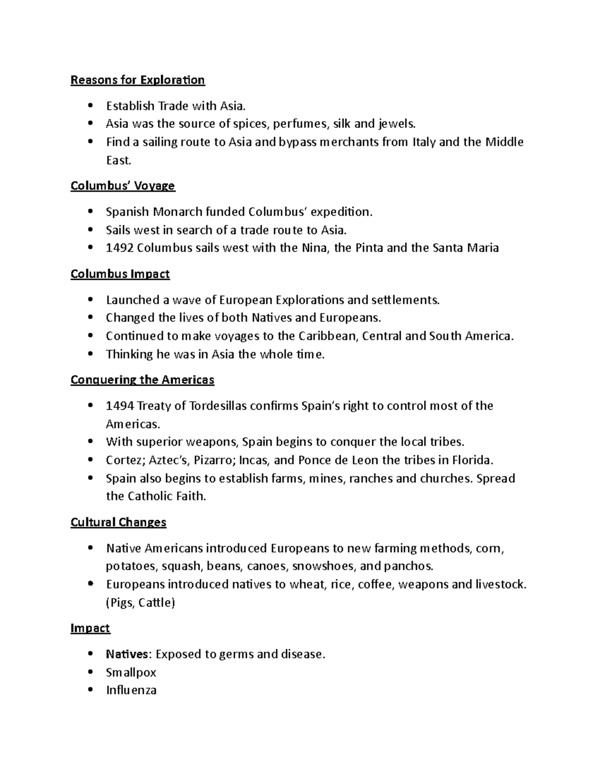 History Notes - Converging Cultures - Reasons for Exploration Establish ...