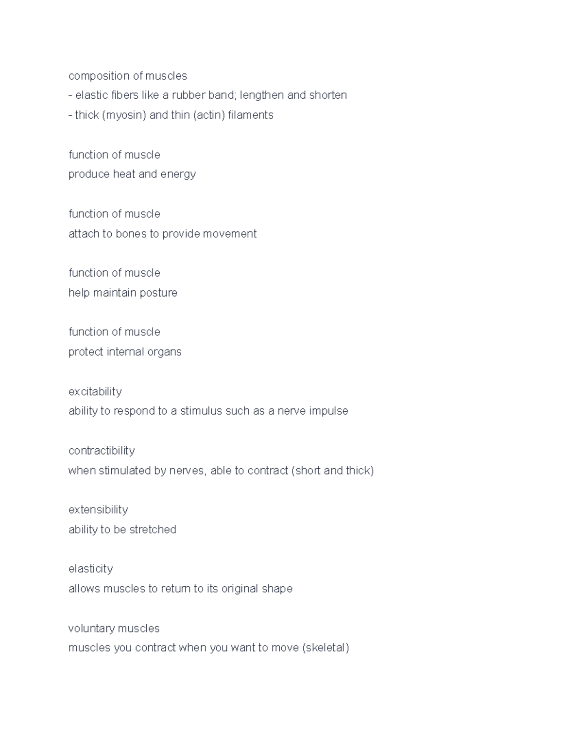 11 muscular system notes - composition of muscles elastic fibers like a ...