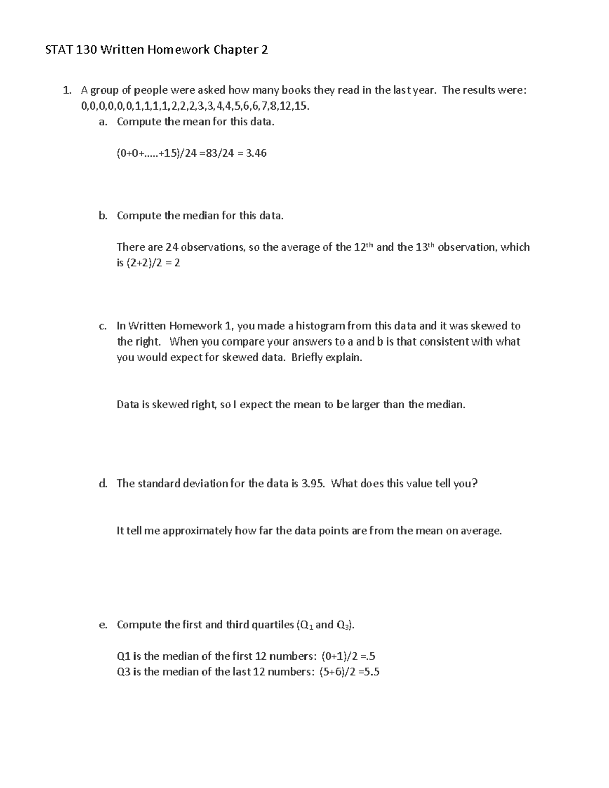 Stat 130 Written Homework Chapter 2 Solutions - STAT 130 Written ...