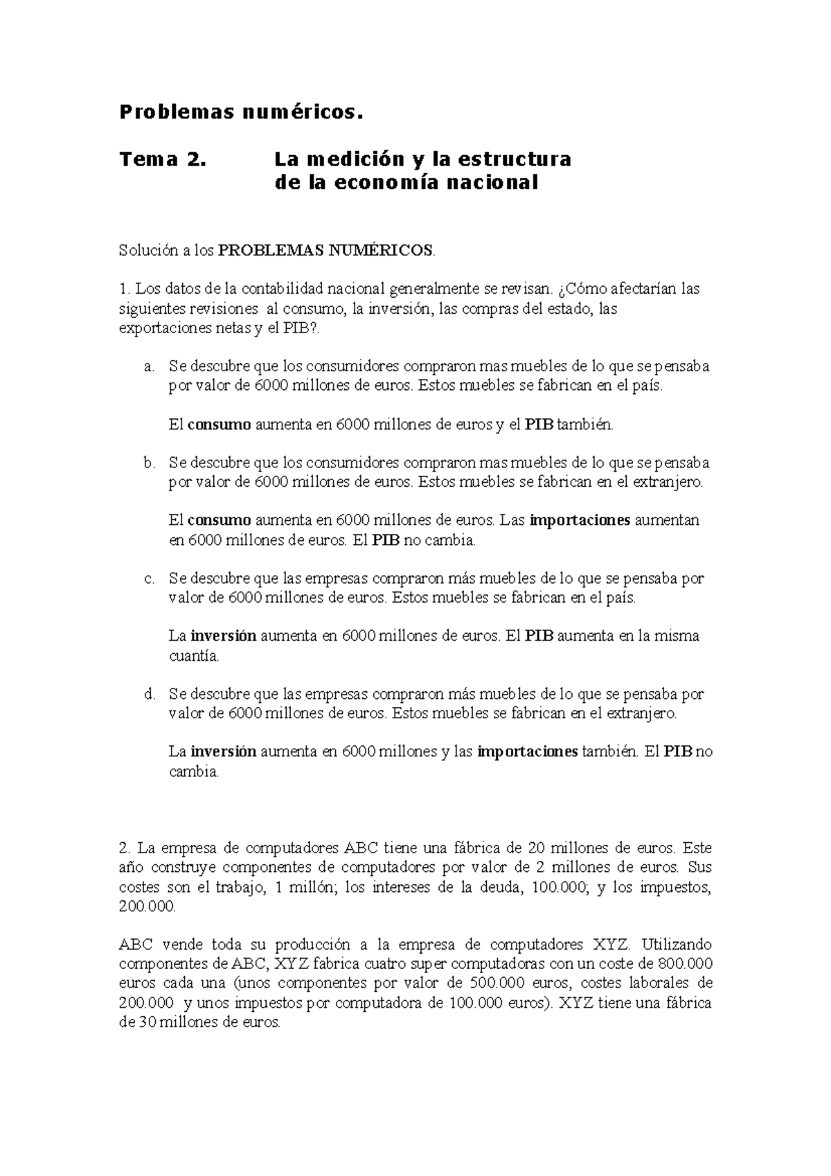 ejercicios con solución PN Tema 2 - Problemas numéricos. Tema 2. La ...