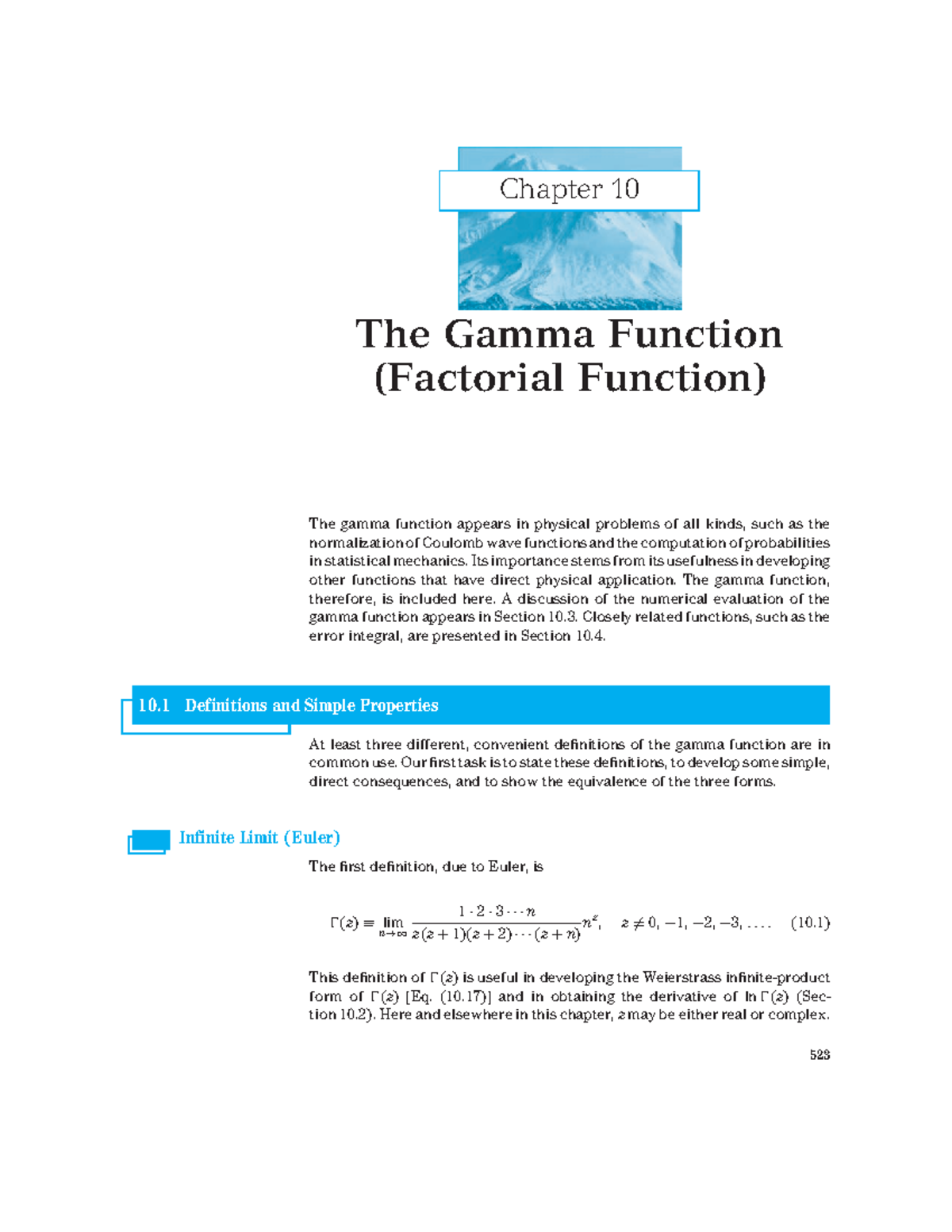 Gamma Function - For premium pdf - Chapter 10 The Gamma Function (Factorial Function) The gamma ...