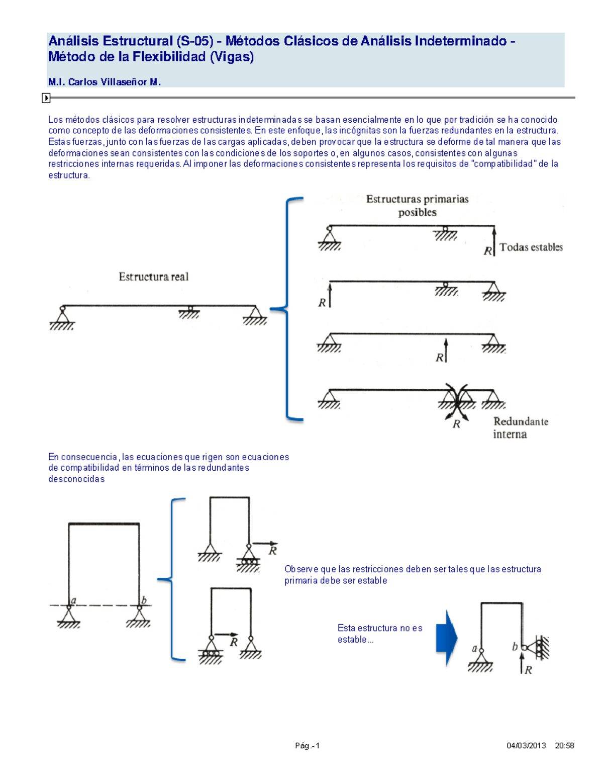 Analisis Estructural S-05 - Metodos de la Flexibilidades Una Redundante ...