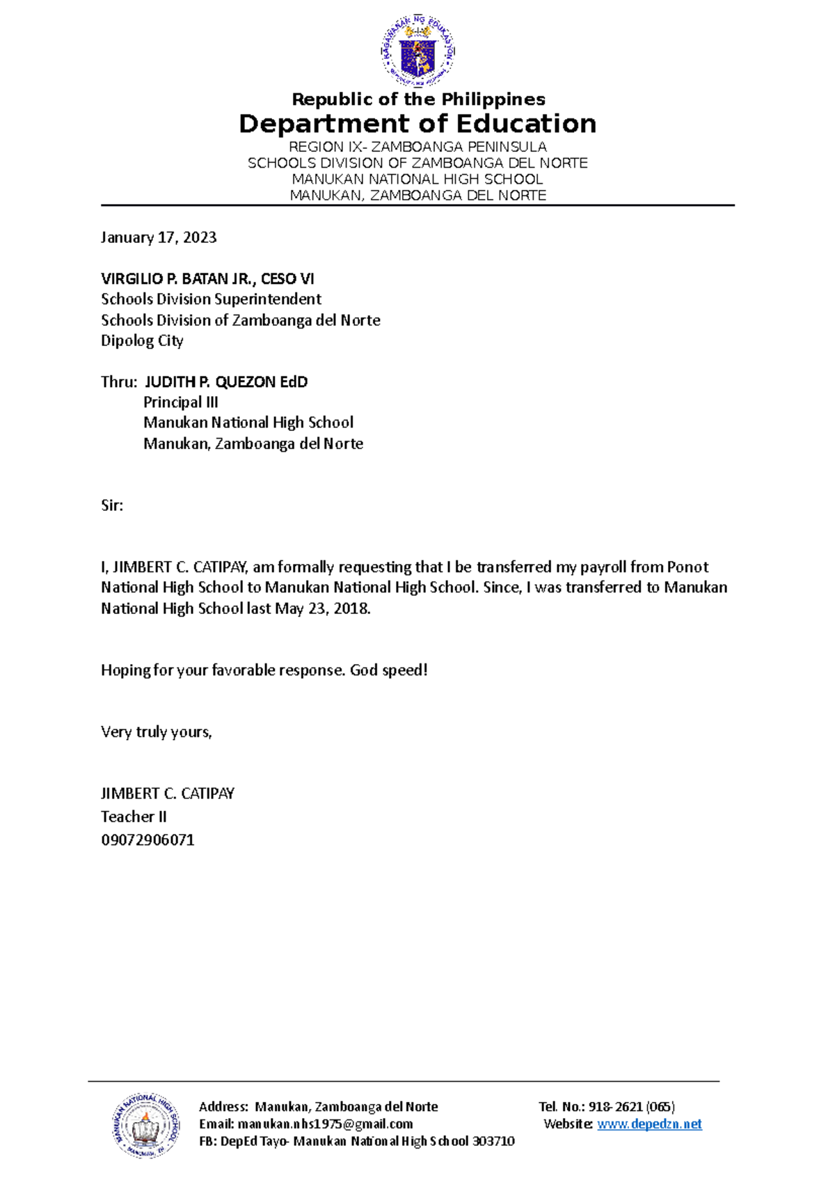 Letter of intent - Department of EducationRepublic of the Philippines ...