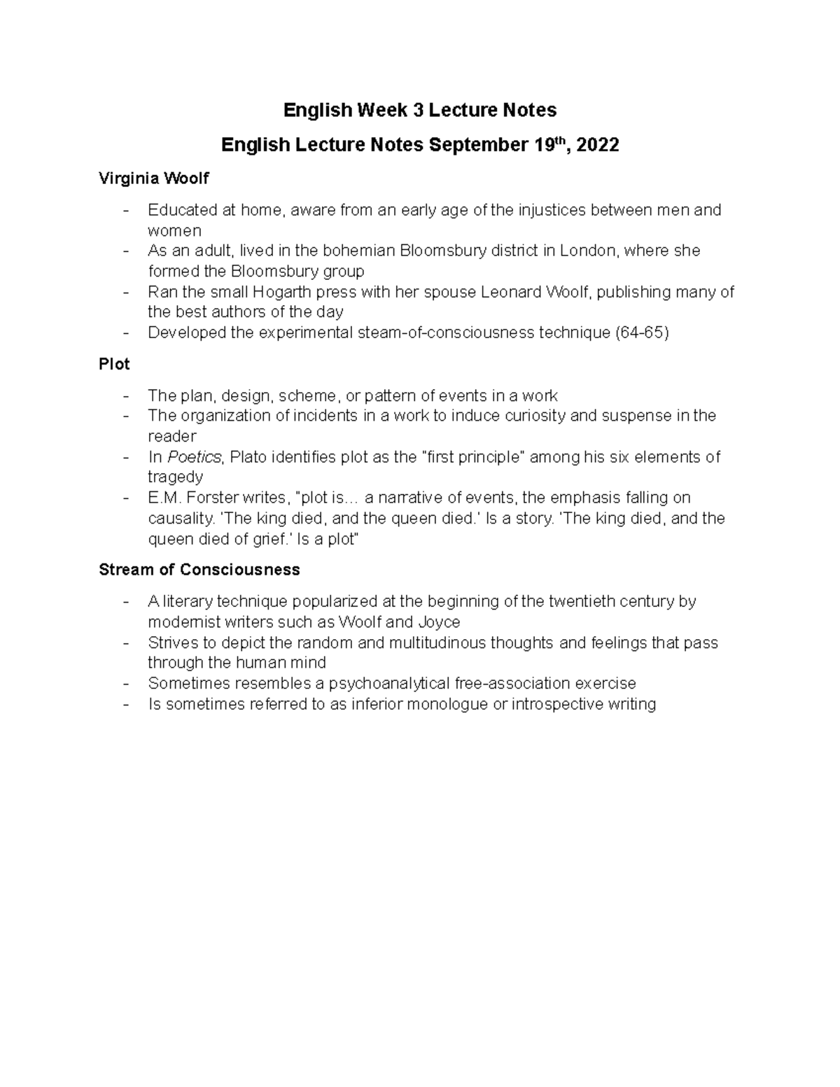 English Week 3 Lecture Notes - English Week 3 Lecture Notes English ...