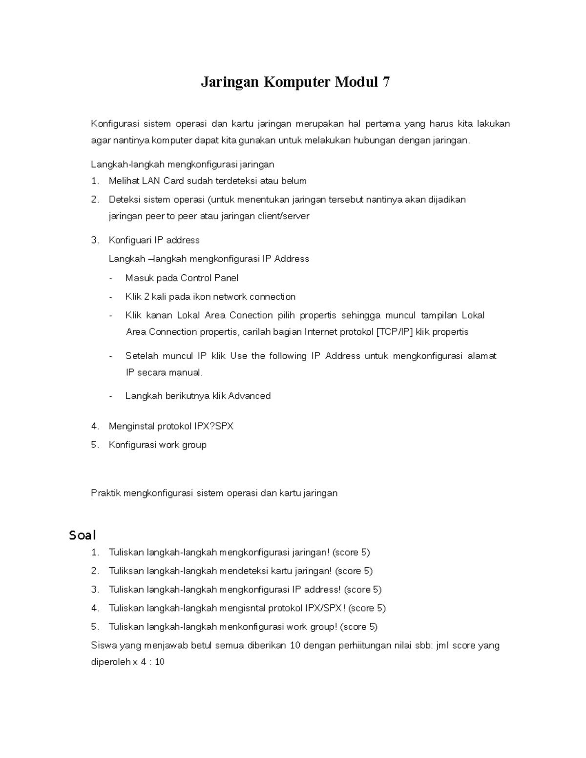 Jaringan Komputer Modul 7 - Langkah-langkah mengkonfigurasi jaringan ...