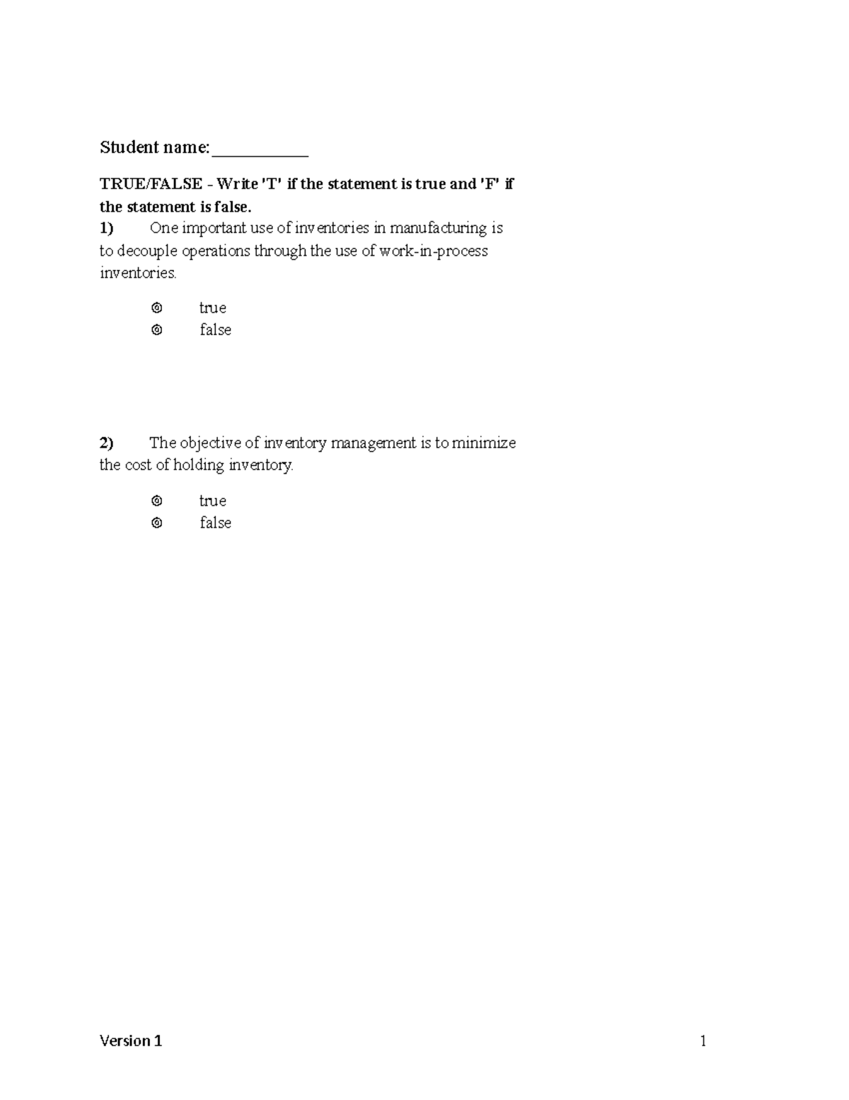 Chapter 12 Test Bank version 1 - Student name:__________ TRUE/FALSE ...
