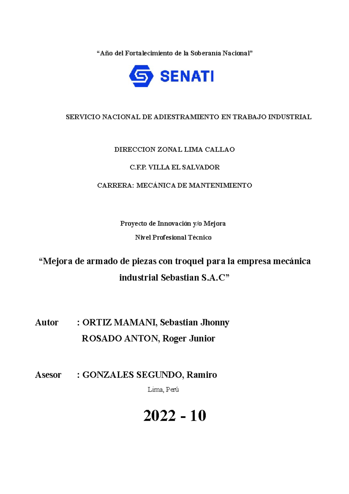 Tesis 001240846 Ortiz - Rosado final - Senati - “Año del ...