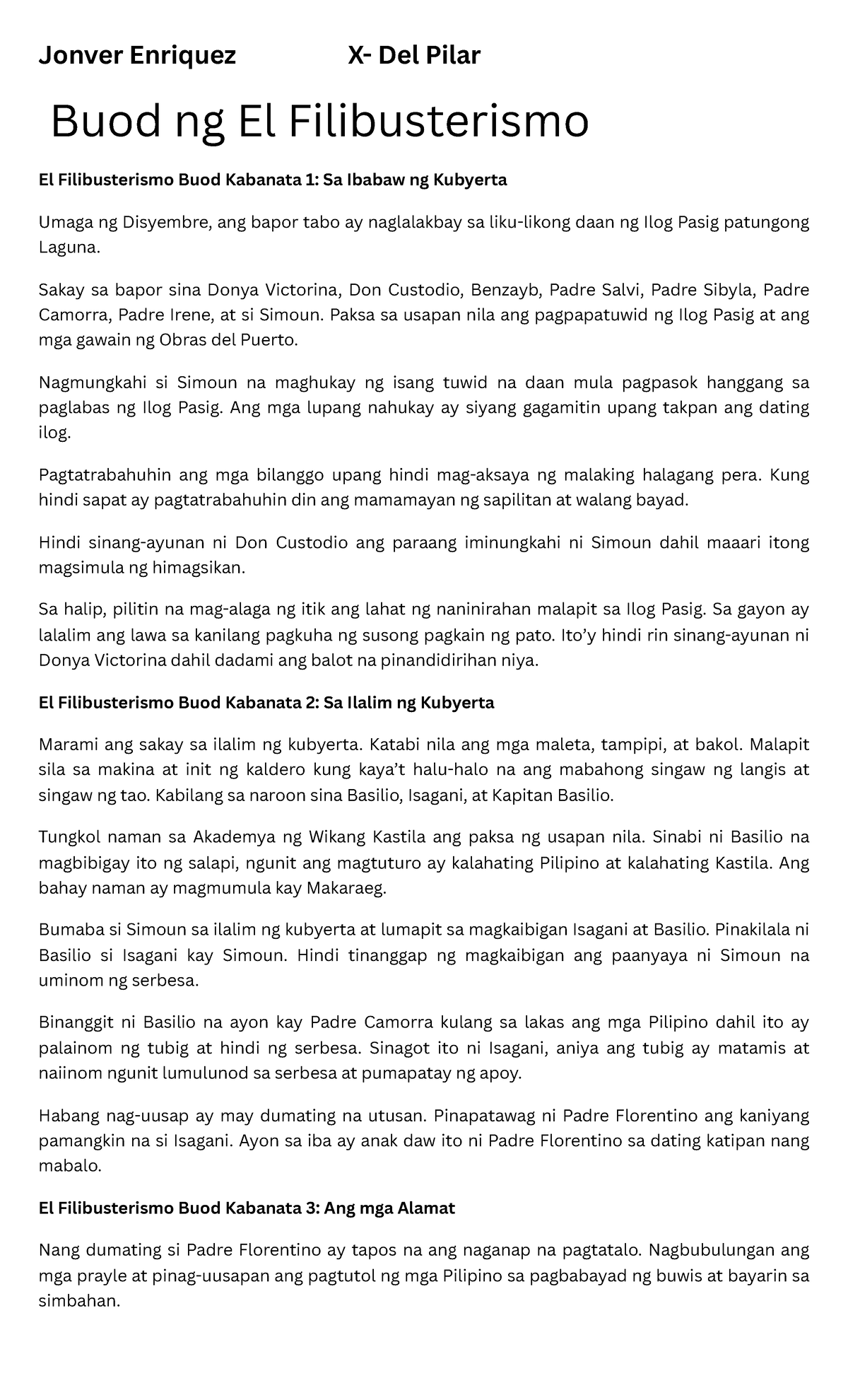 El Filibusterismo Buod Kabanata 1 Sa Ibabaw ng Kubyerta 20240502 195555 0000 - Jonver Enriquez X ...