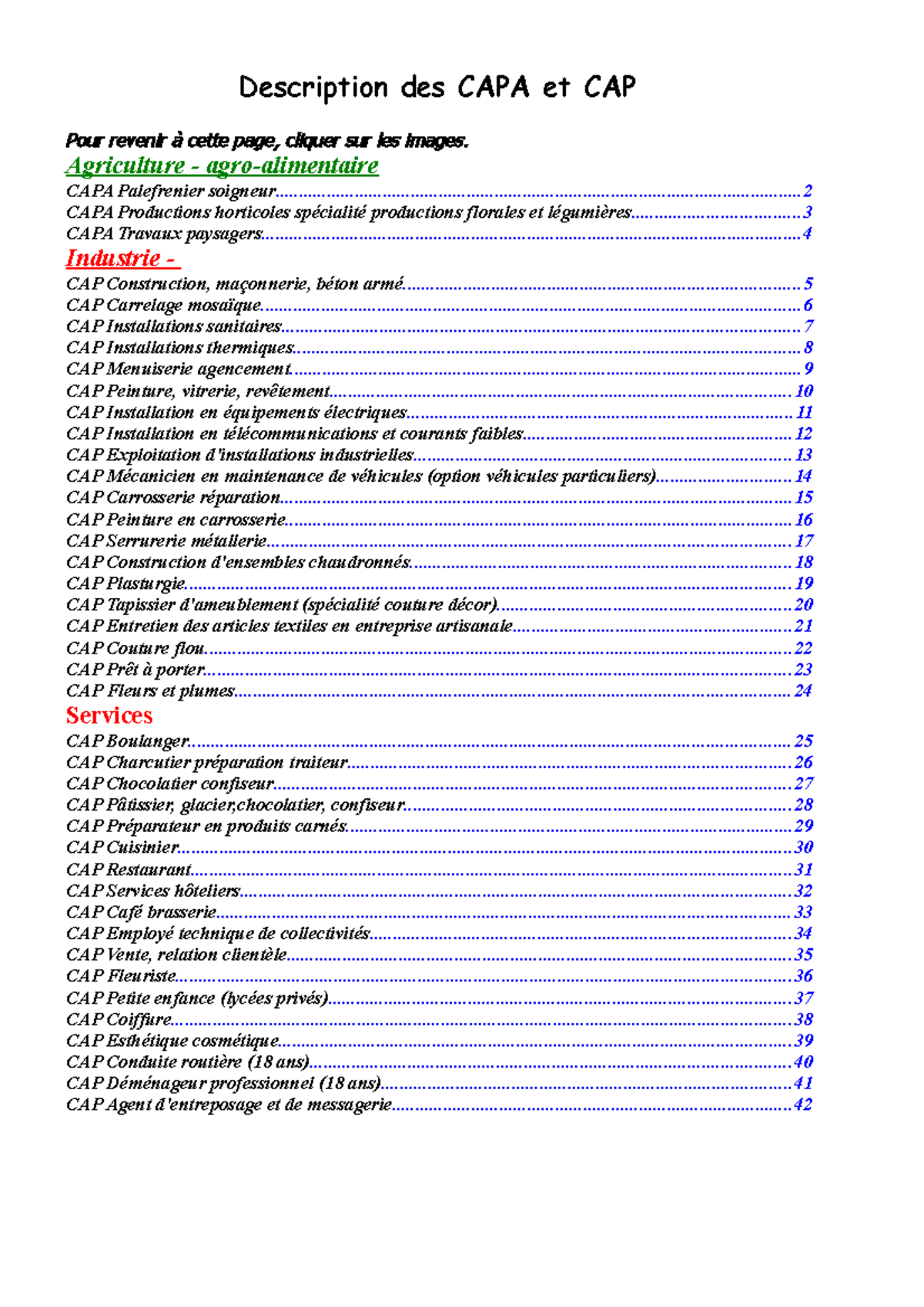 Les CAP - Les CAP - Description des CAPA et CAP Pour revenir à cette ...