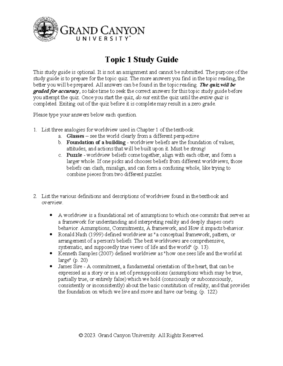 CWV-301 Quiz1 Study Guide - Topic 1 Study Guide This study guide is ...