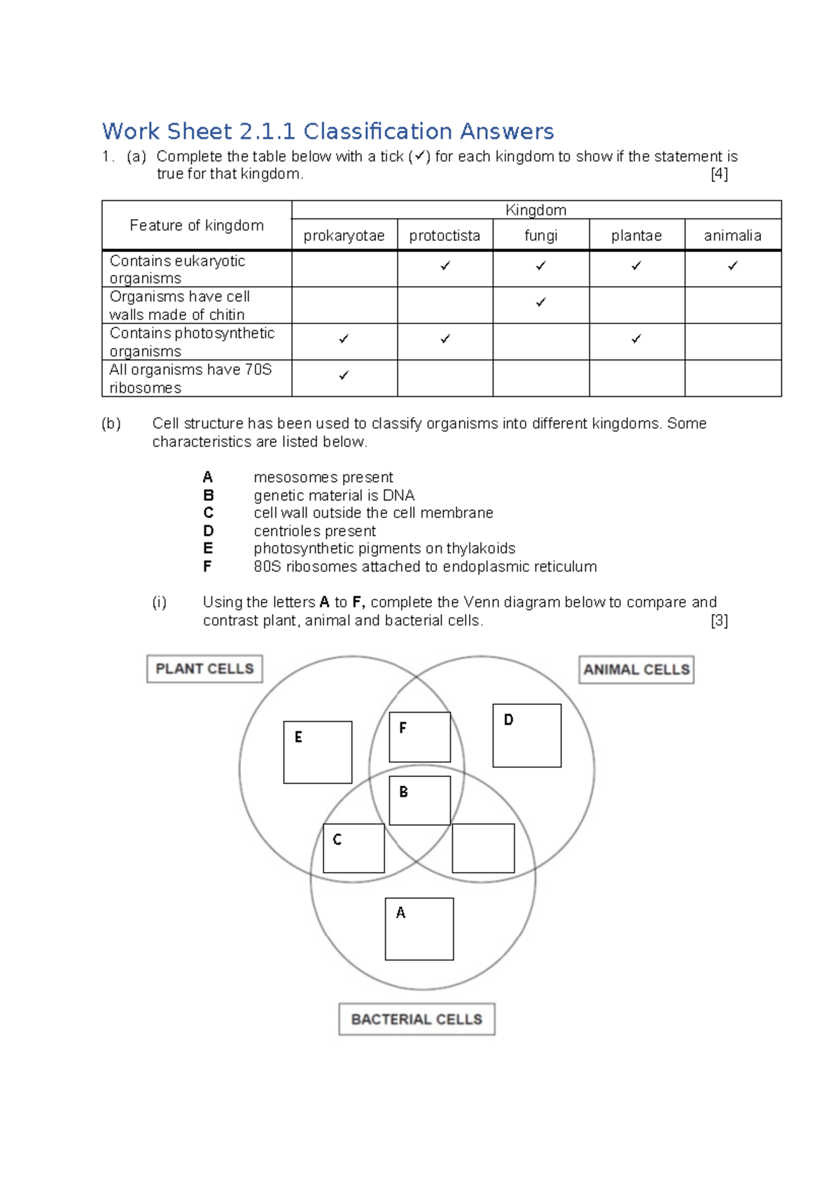 Worksheet 2 1 1 classification answers - Work Sheet 2.1 Classification ...