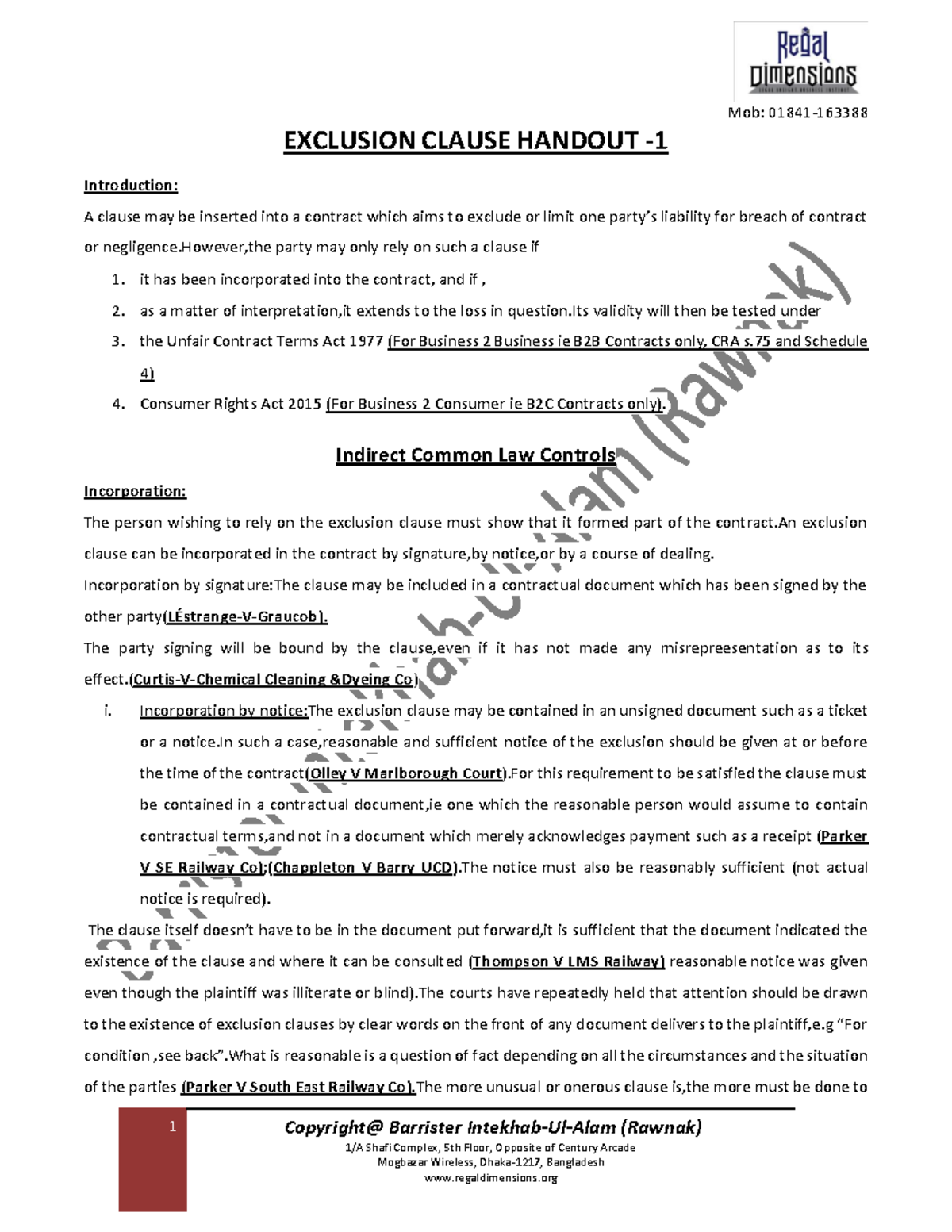 Exclusion clause handout 1 Hope it will be of great help to comprehend ...