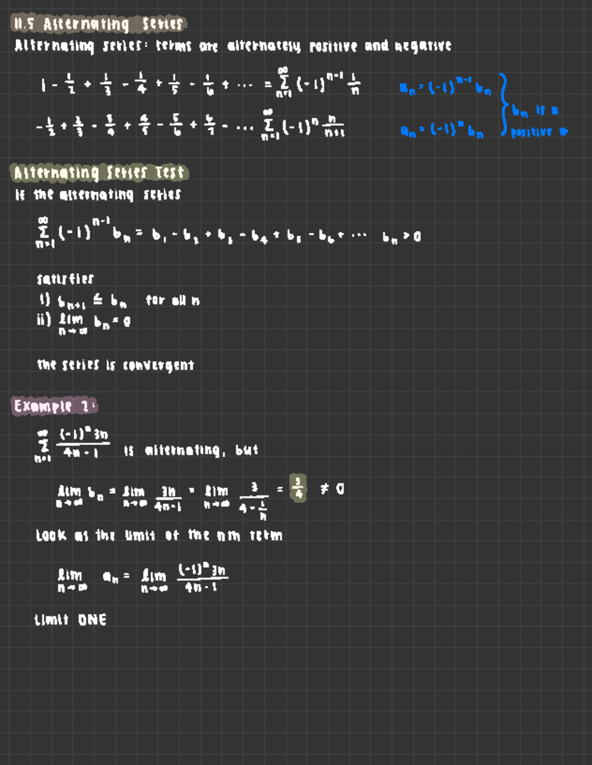 11.5 Alternating Series - 11 Alternating series Alternating series ...
