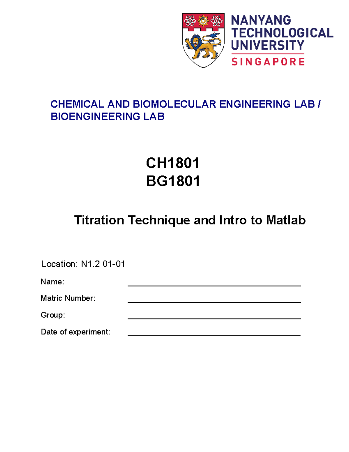 CH1801 C1 Titration Techniques and Intro to Matlab - CH 1801 BG Titration Technique and Intro to ...
