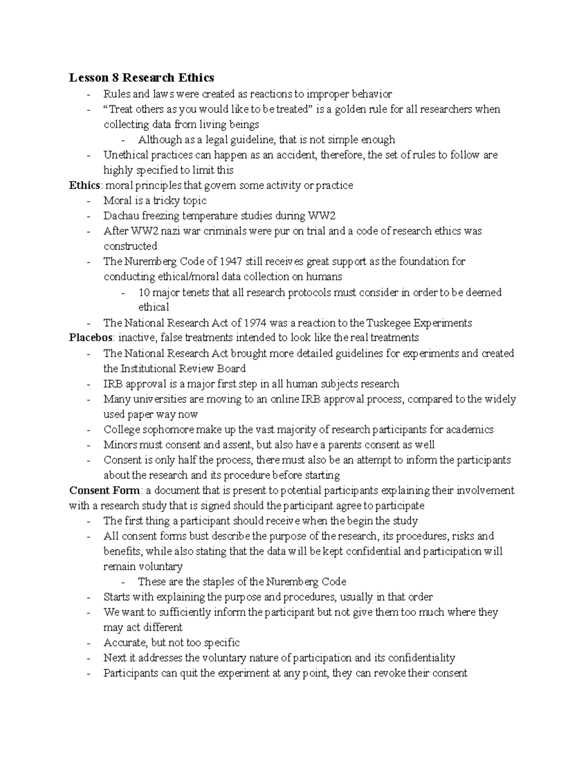 COM 240 Ch 8 - Taught by Ryan Hurley - Lesson 8 Research Ethics Rules ...