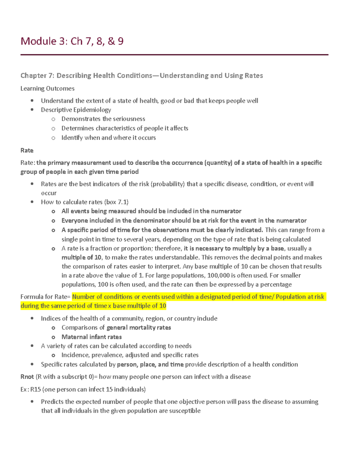 Module 3 - school notes - Module 3: Ch 7, 8, & 9 Chapter 7: Describing ...