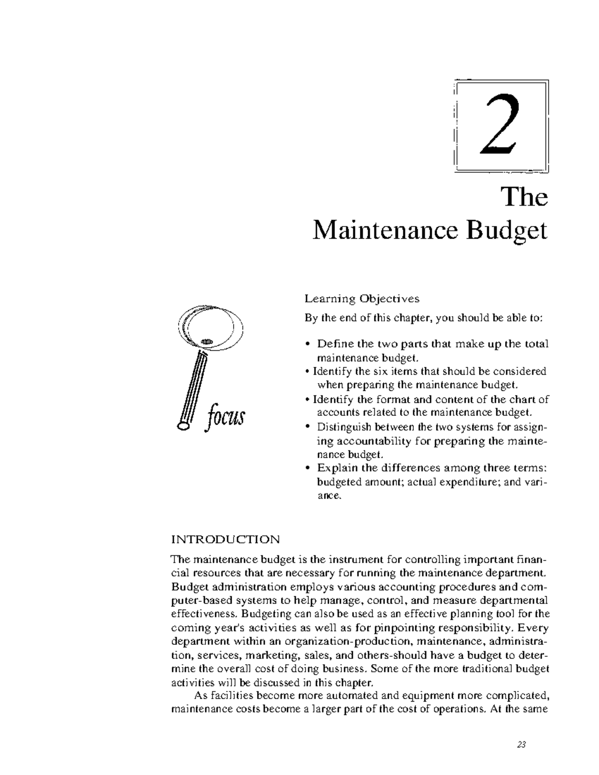 Maintenance Budget - The Maintenance Budget Learning Objectives By the ...
