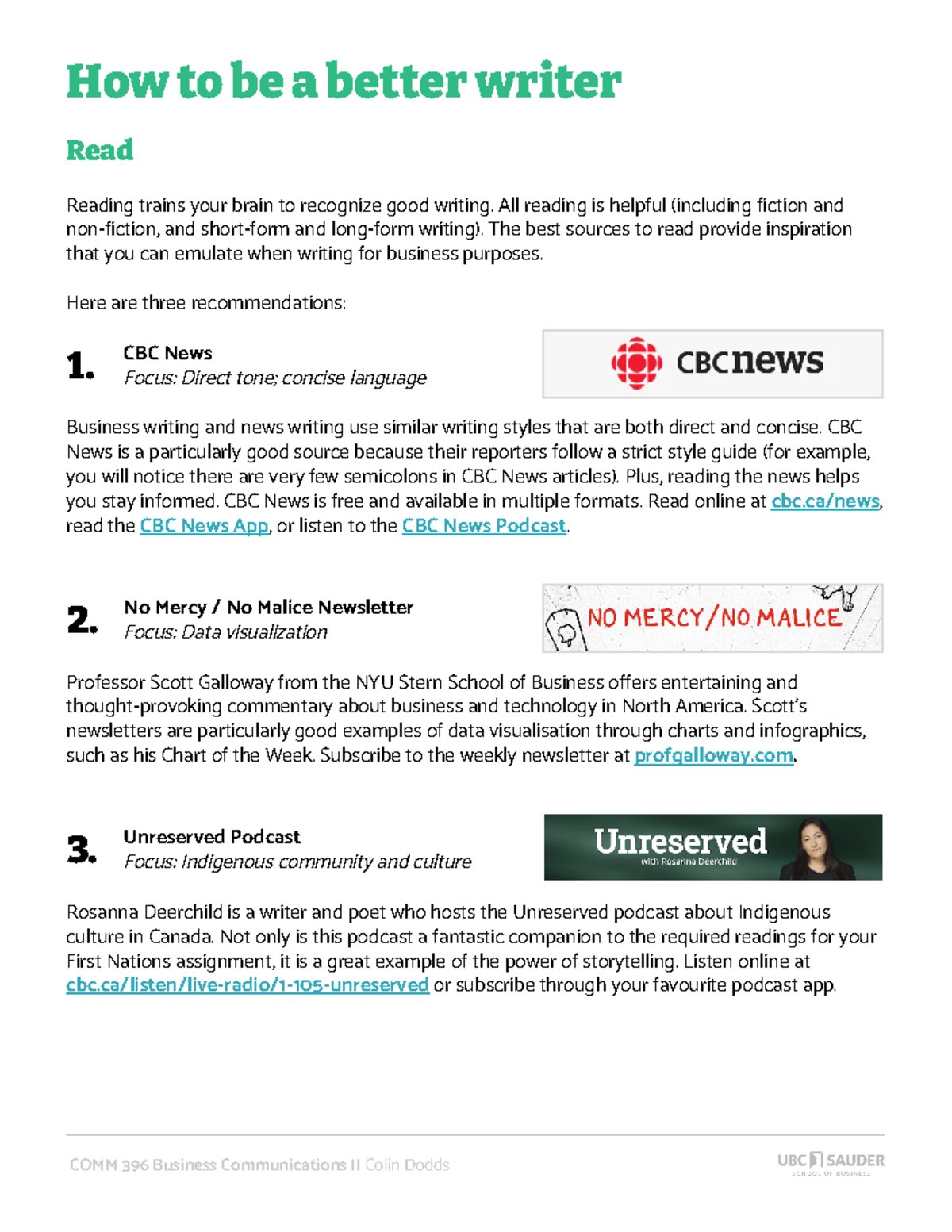 COMM 396 - Course Notes - How to be a better writer - How to be a ...