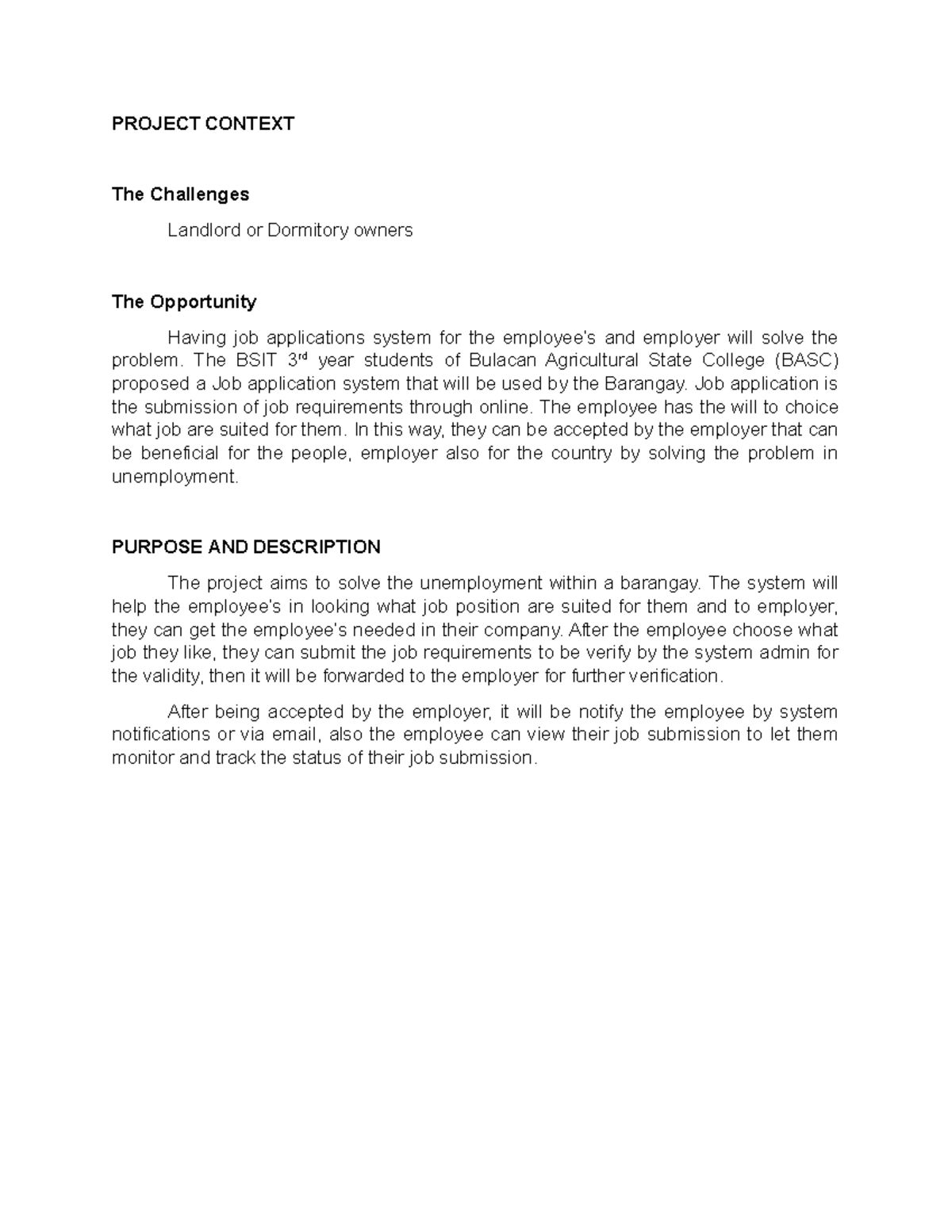 Project- Context - example introduction - PROJECT CONTEXT The ...