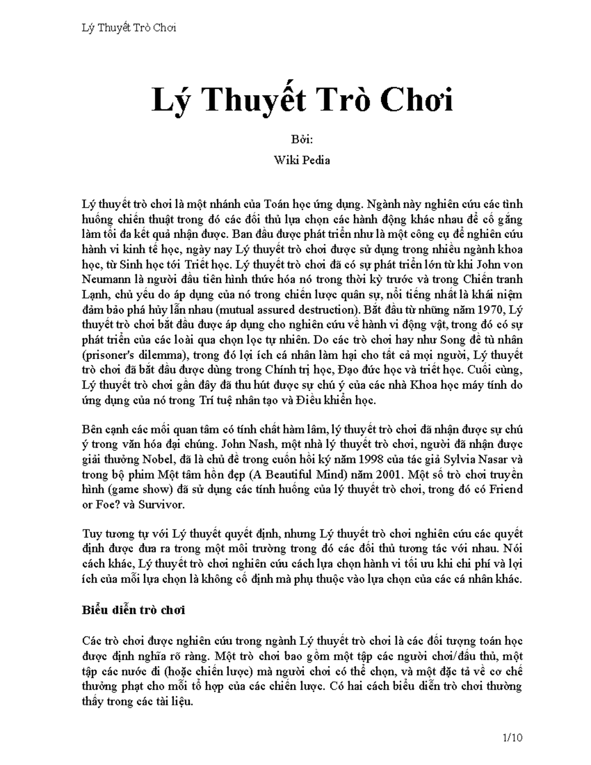 Lý Thuyết Trò Chơi - Ly thuyet tro choi , tro choi danh cho nguoi tu ...