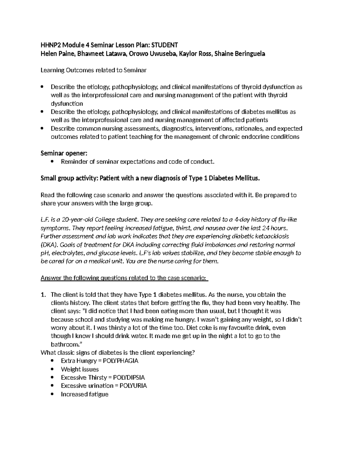 HHNP2 Module 4 Seminar Lesson Plan Student - HHNP2 Module 4 Seminar ...