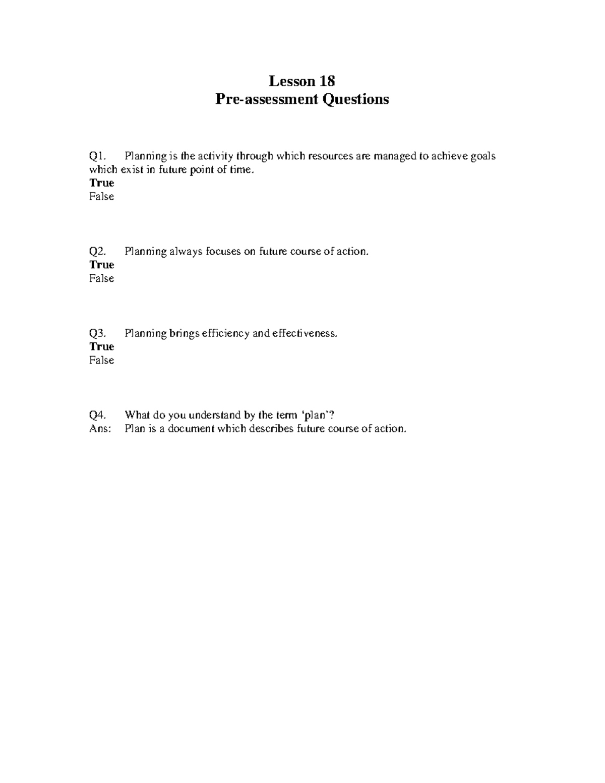 Key - Practice material - Introduction to management Public ...