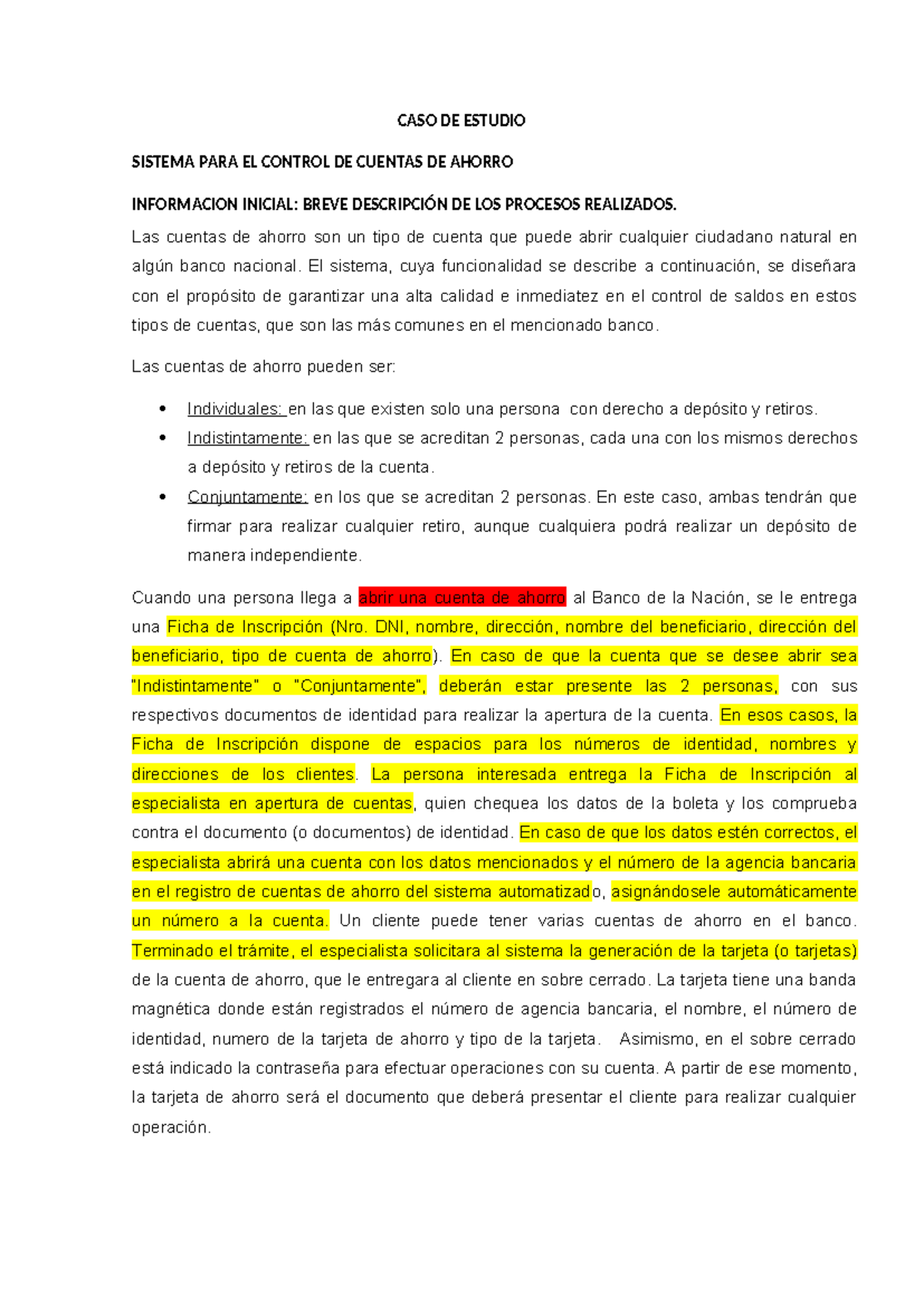 CASO DE Estudio - dfrf - CASO DE ESTUDIO SISTEMA PARA EL CONTROL DE ...