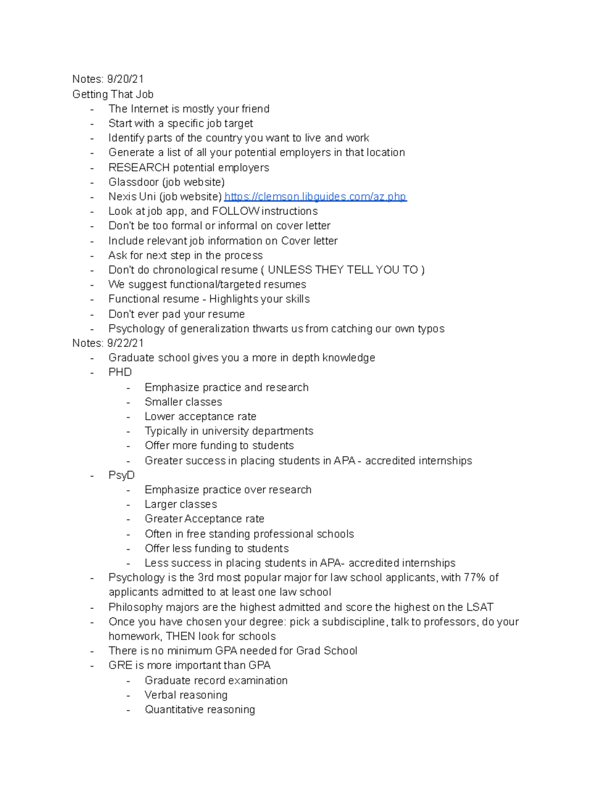 Psychology Notes (2) - Notes: 9/20/ Getting That Job - The Internet is ...
