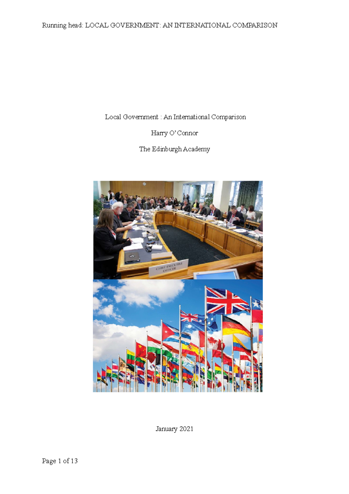 Local Government document - Running head: LOCAL GOVERNMENT: AN ...