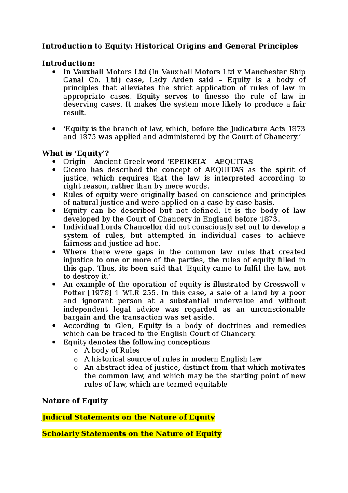 Week-1 Introduction to Equity - Historical Origins and General ...