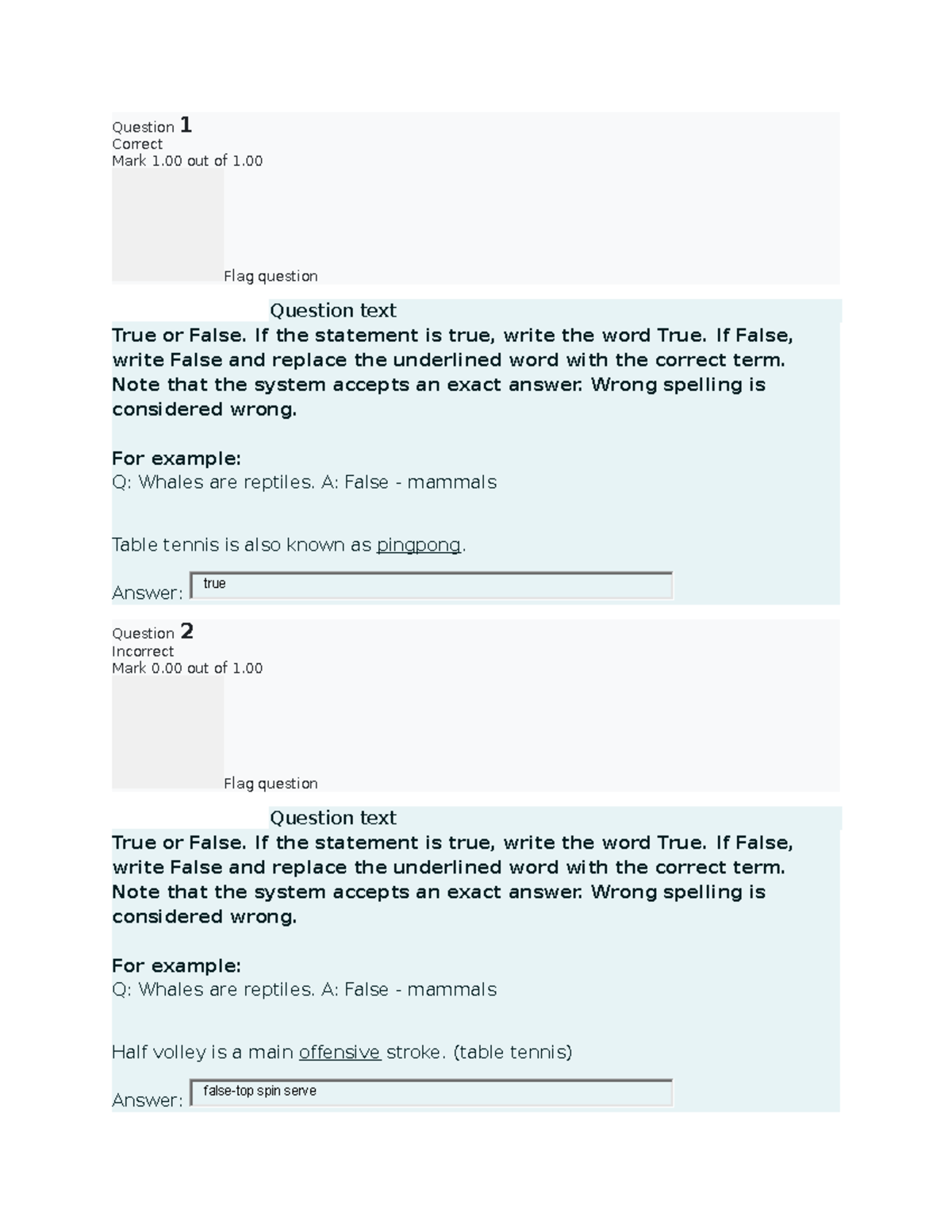 PED Exam 1 - EXAM - Question 1 Correct Mark 1 out of 1. Flag question ...