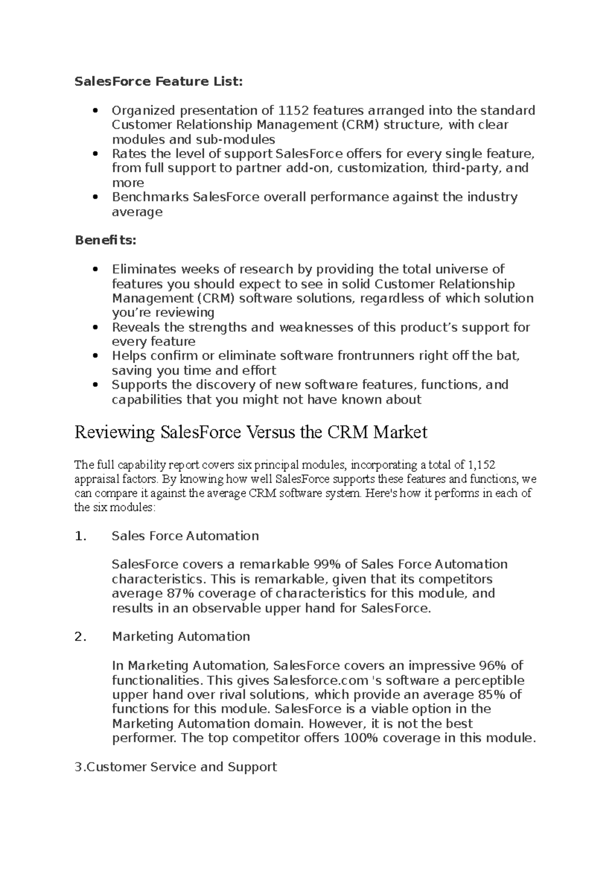 Sales Force Feature List - SalesForce Feature List: Organized ...