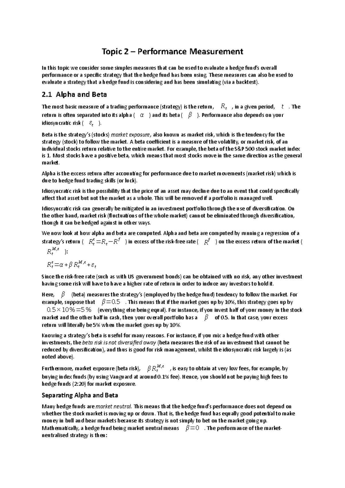 Topic 2 Performance Measurement - Topic 2 – Performance Measurement In ...