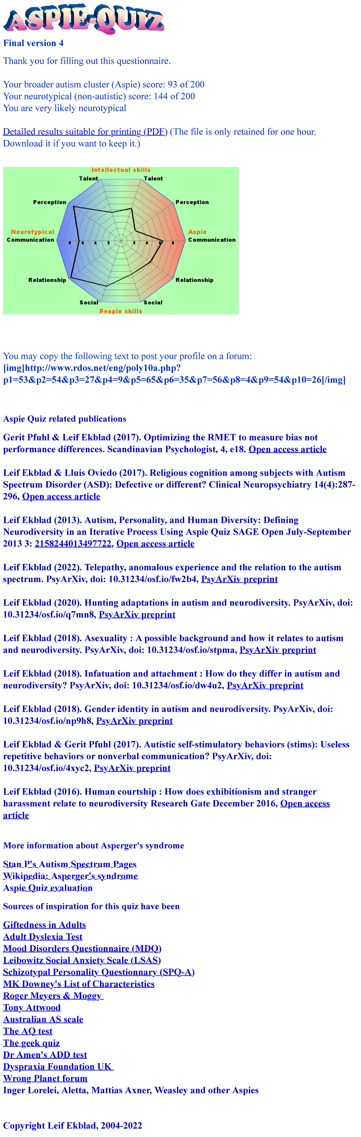 Aspie Quiz - Shajshshd - Final version 4 Thank you for filling out this ...