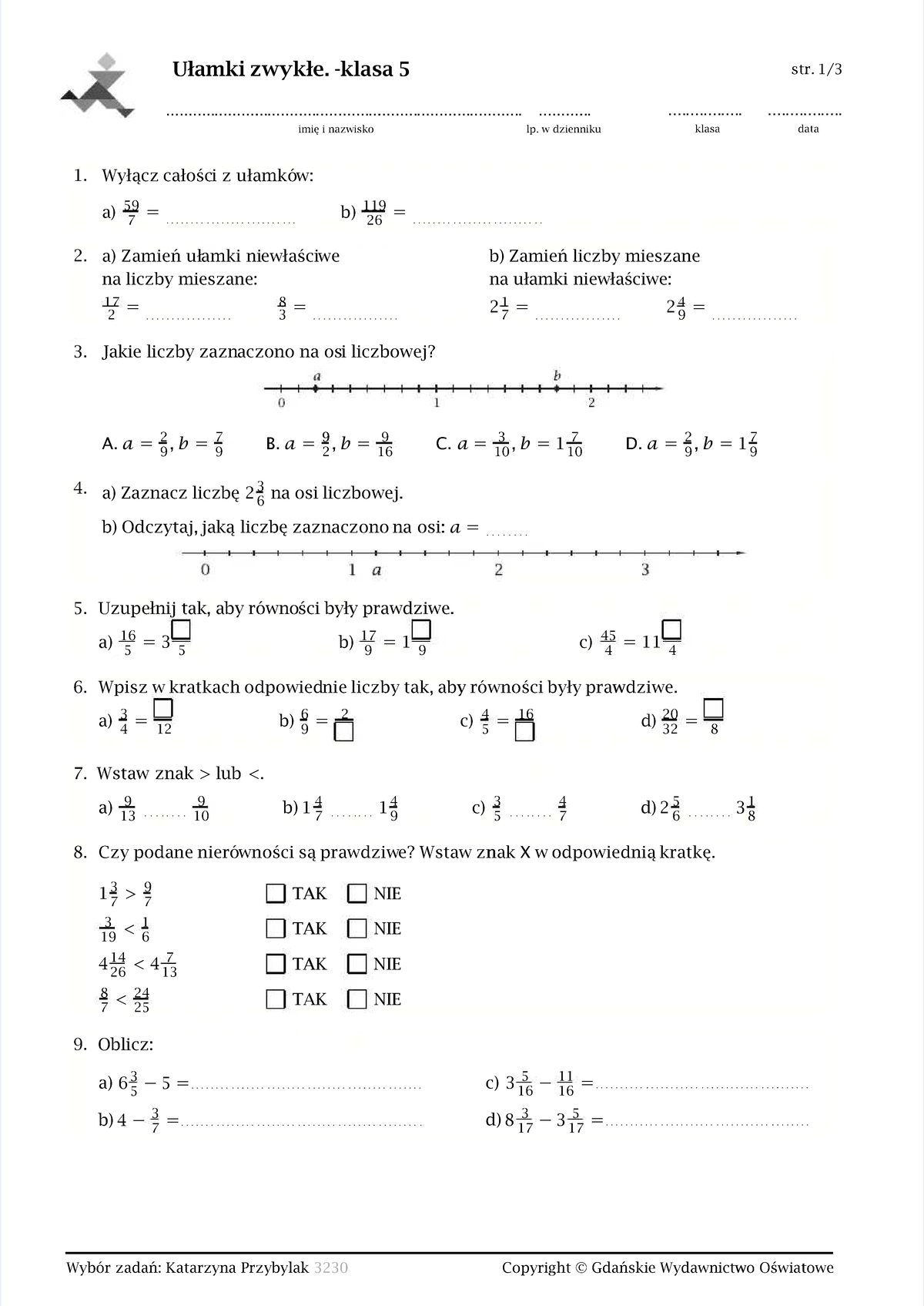 Pdf-ulamki-zwykle-klasa-5 compress - Ułamki zwykłe. -klasa 5Ułamki zwykłe. -klasa 5 ...