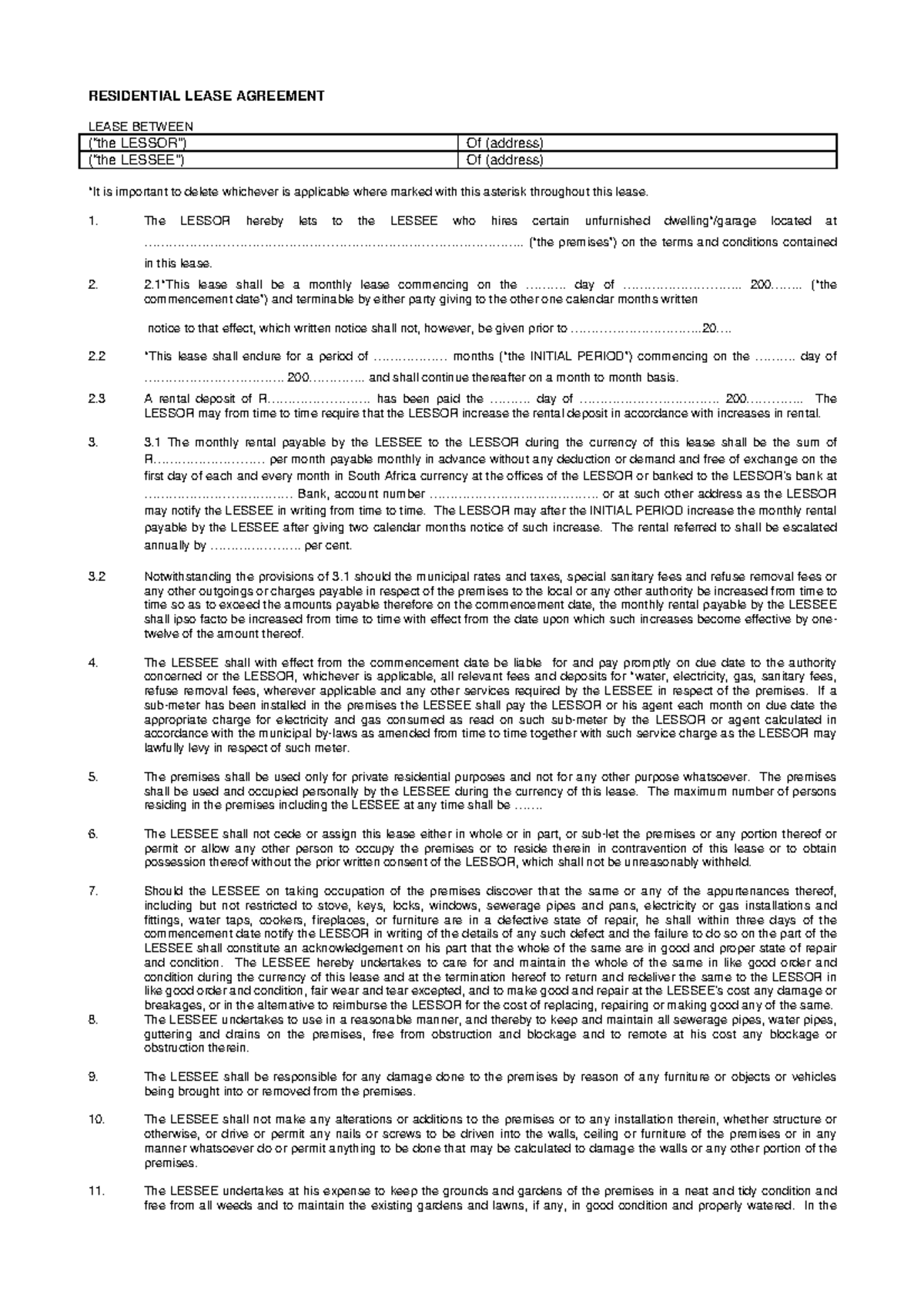 Annexure h+lease+agreement - RESIDENTIAL LEASE AGREEMENT LEASE BETWEEN ...