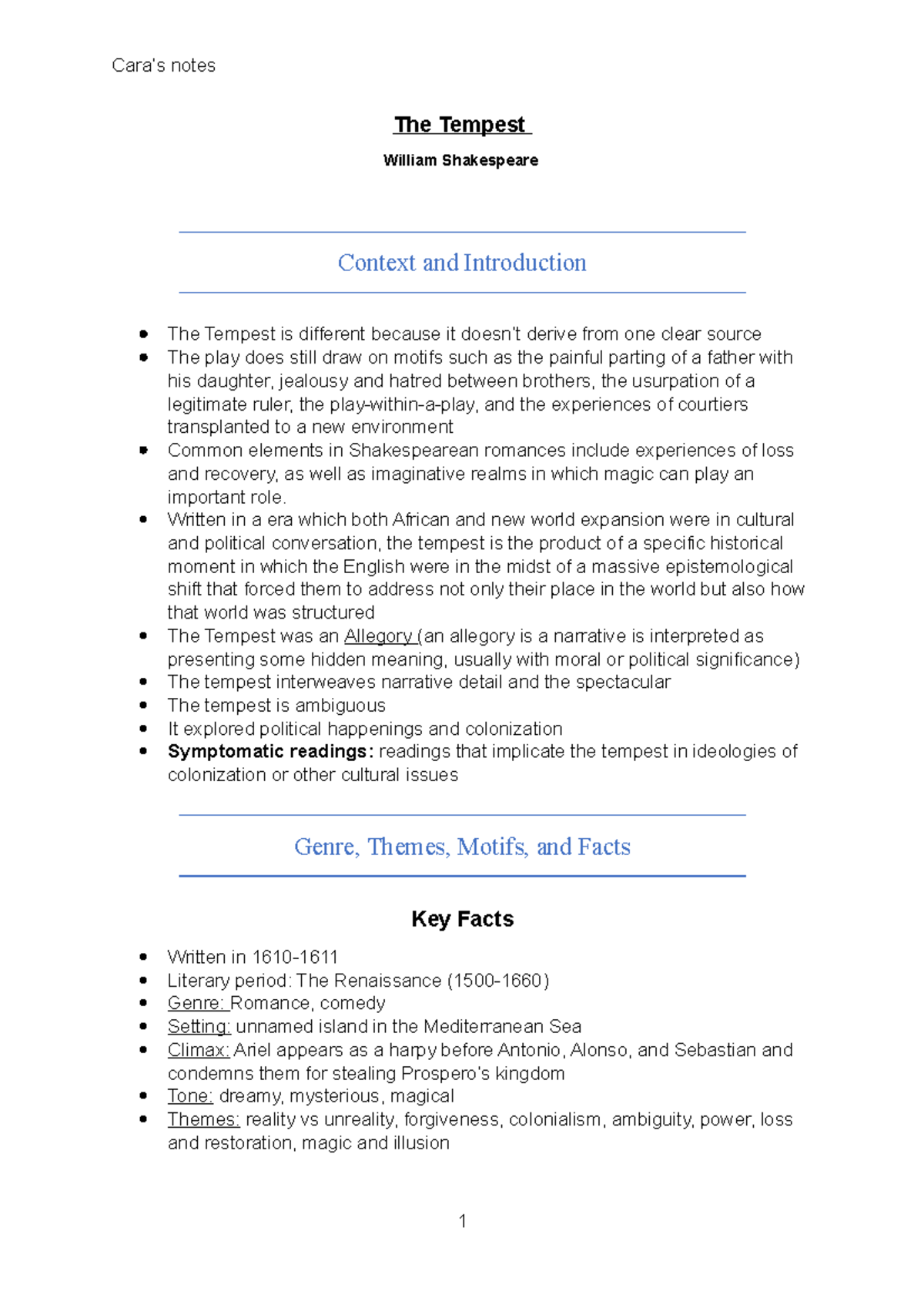 The Tempest Eng214 - The Tempest William Shakespeare Context and ...