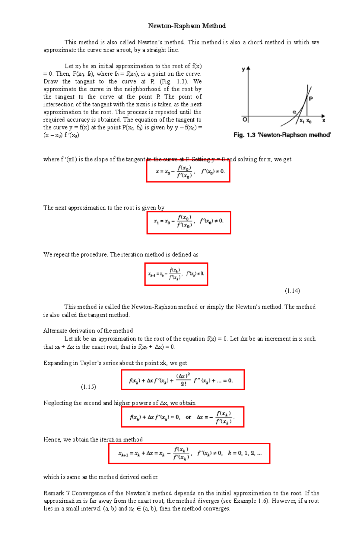 Newton-Raphson Method - Newton-Raphson Method This method is also ...