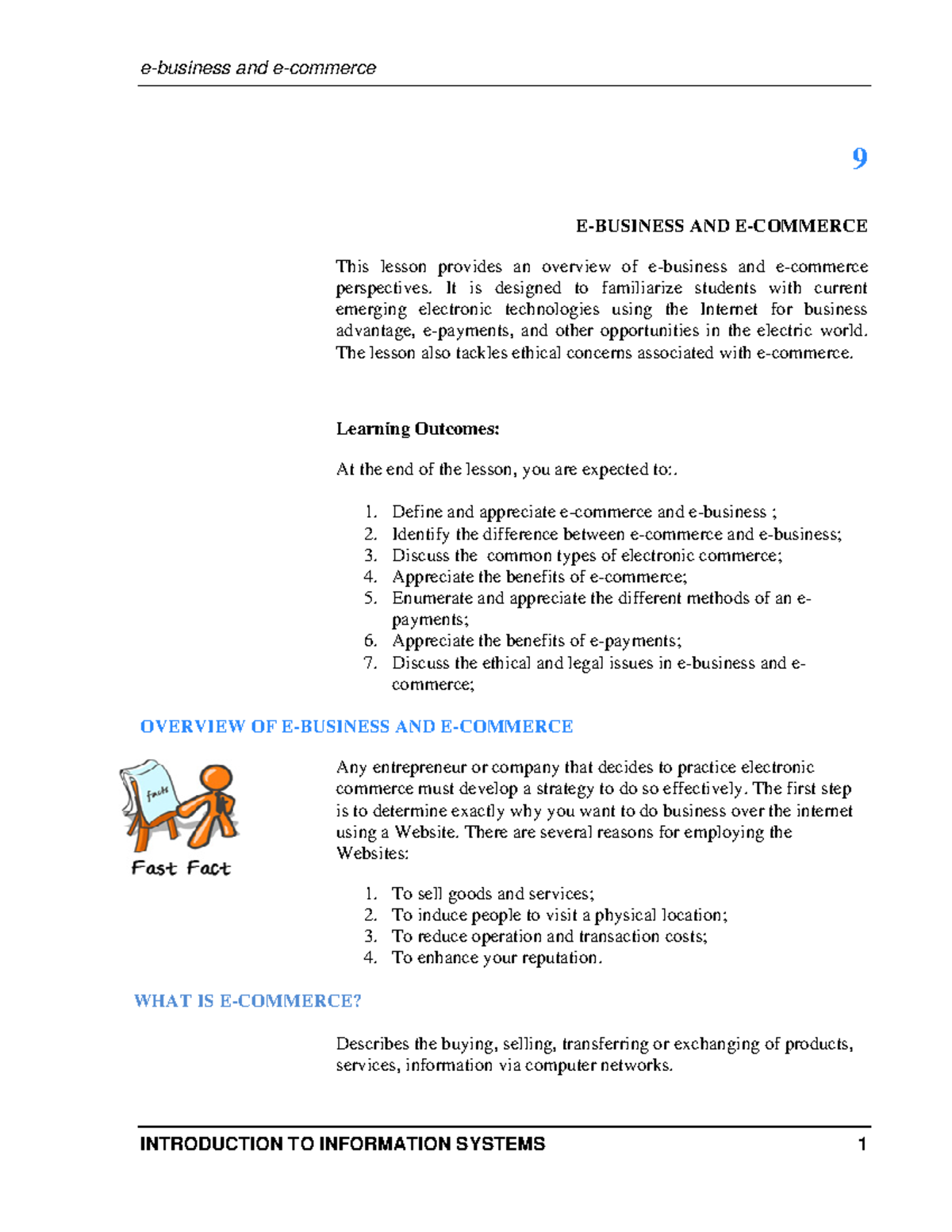 W9 Lesson 9 - E-business and E-commerce - Module - 9 E-BUSINESS AND E ...