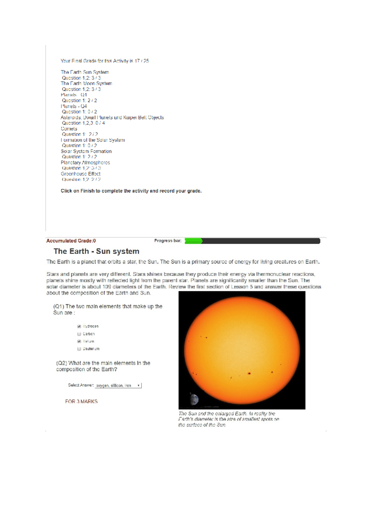 Lesson 5 - The Solar System - Your Final Grade for this Activity is The ...