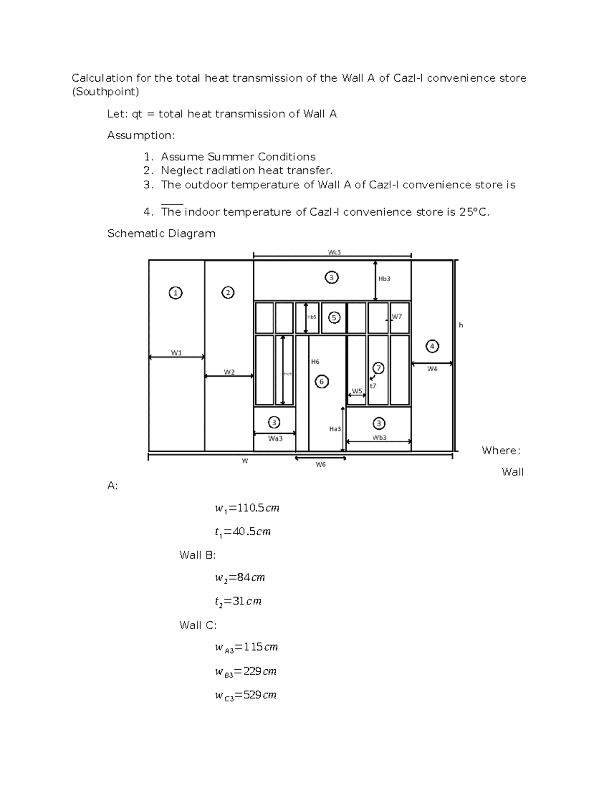 Sample Calculation - Calculation for the total heat transmission of the ...