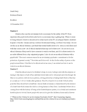 Ethical issues of resuscitation - 1 Jonah Perry Professor French ...