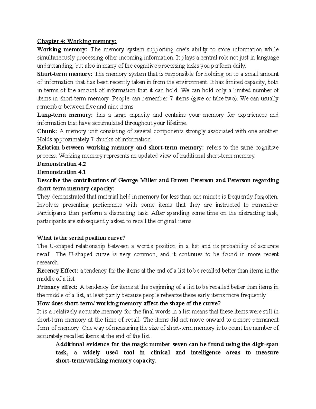 Unit 3 Cognition - study - Chapter 4: Working memory: Working memory: The memory system ...
