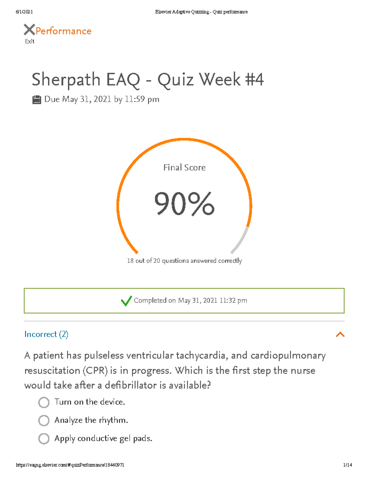 Med Surg EAQ 4 - MedSurg EAQ - ####### Exit Performance Sherpath EAQ ...