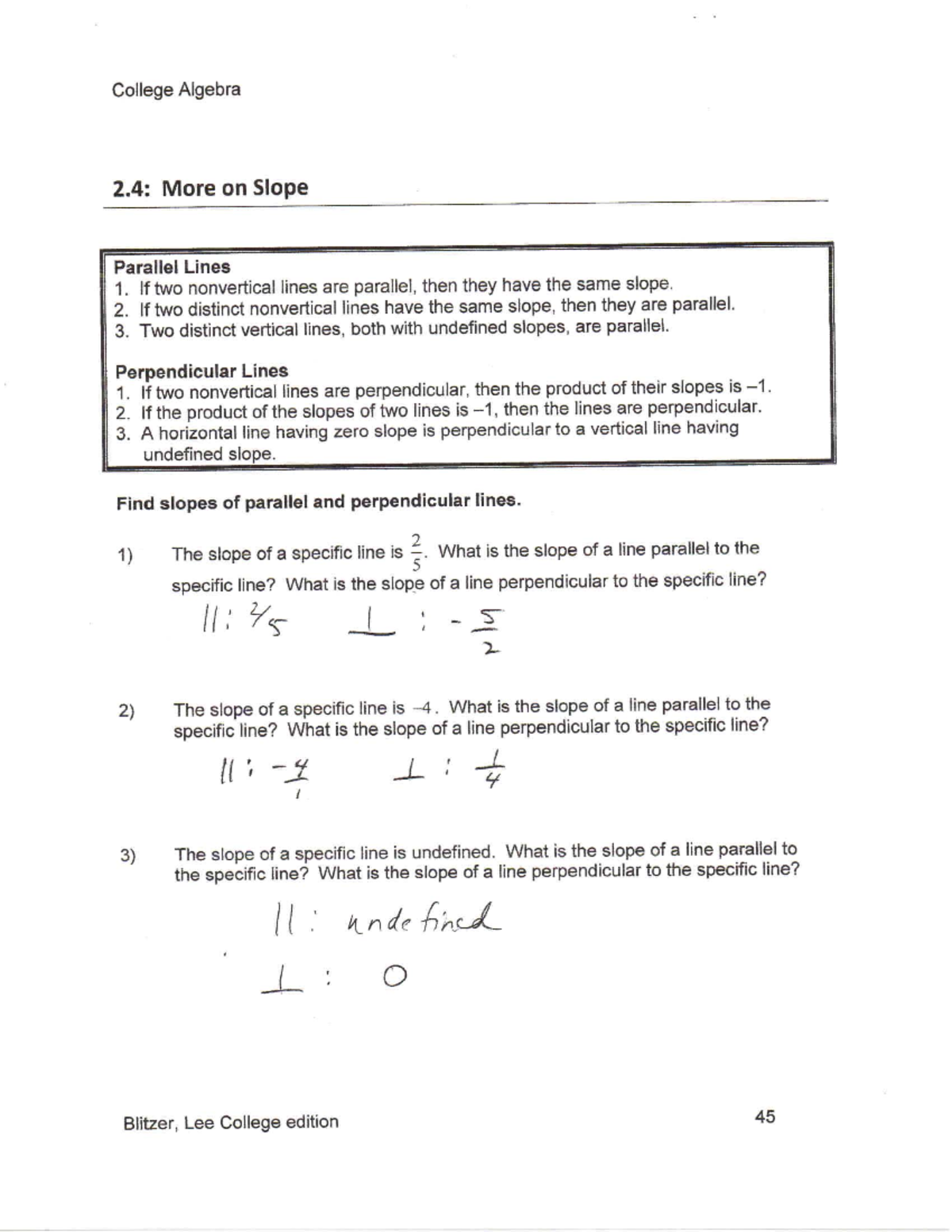 More on Slopes 2.4 notes - MATH 1314H - Studocu