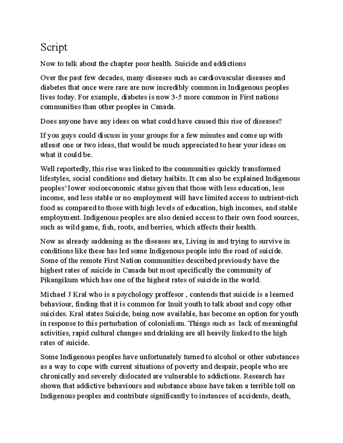 Document - lol - Script Now to talk about the chapter poor health ...